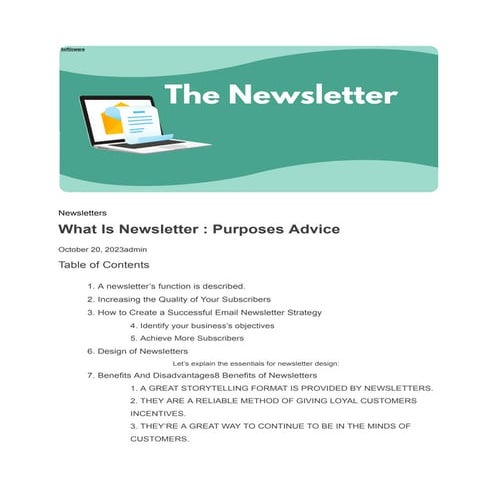 What Is Newsletter : Purposes Advice | PDF