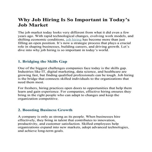 Why Job Hiring Is So Important in Today’s Job Market | DOCX