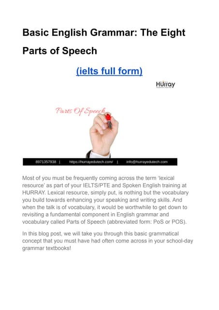 8 parts of speech ppt | PDF