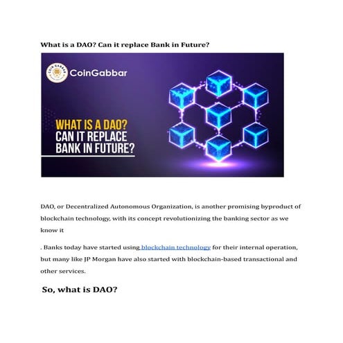 What is a DAO? Can it replace Bank in Future? | PDF