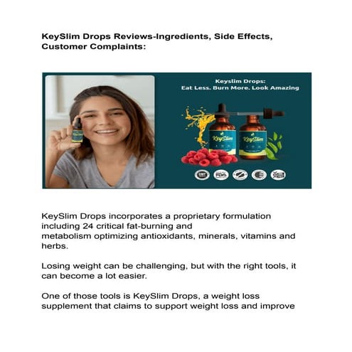 KeySlim Drops Reviews-Ingredients, Side Effects, Customer Complaints: | PDF