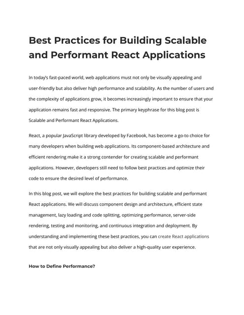 Best Practices for Building Scalable and Performant React Applications ... Best Practices for Building Scalable and Performant React Applications ...