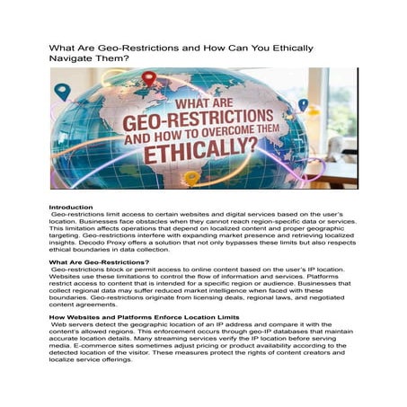 What Are Geo-Restrictions and How Can You Ethically Navigate Them? | PDF