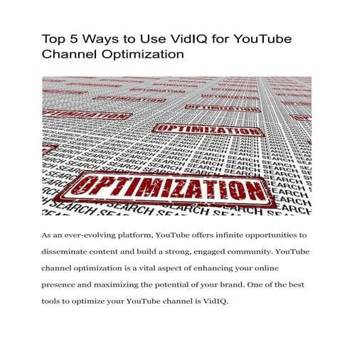 Top 5 Ways to Use VidIQ for YouTube Channel Optimization | PDF