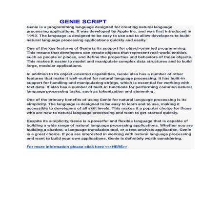 Genie Script Pdf