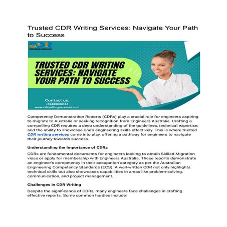Trusted CDR Writing Services: Navigate Your Path to Success | PDF