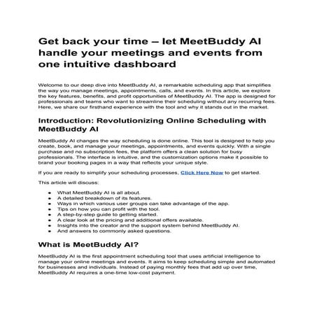 Get back your time – let MeetBuddy AI handle your meetings and events from one intuitive ...
