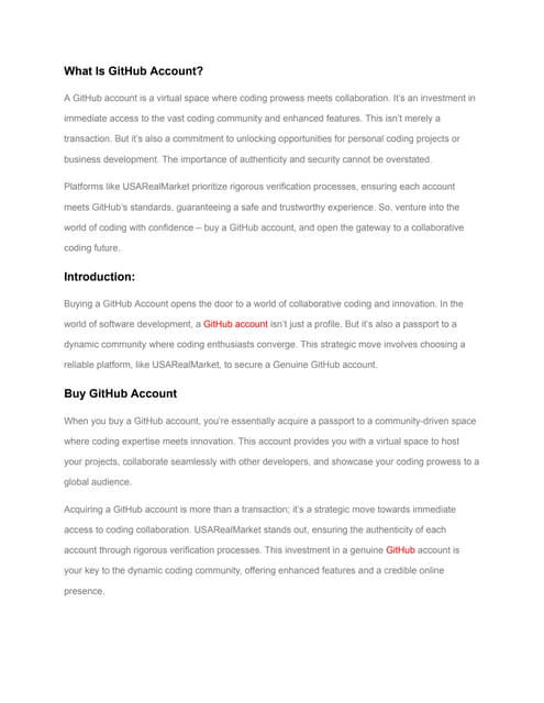 What Is Old GitHub Accounts?- aged github account | PDF