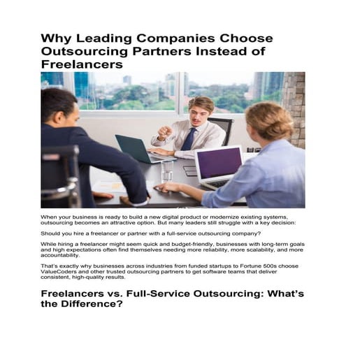 Why Leading Companies Choose Outsourcing Partners Instead of ...