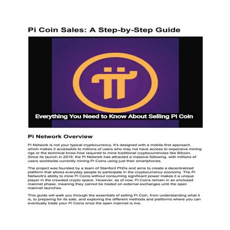 How To Sell Pi Coin: A Step-by-Step Guide | PDF