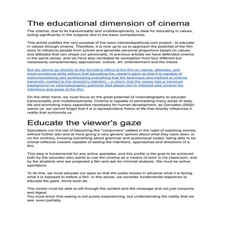 The educational dimension of cinema | PDF