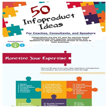 50 Infoproduct Ideas for Coaches and Consultants | PDF