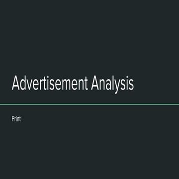 Advertisement Analysis - Print | PPT