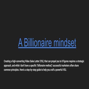 Billionaire mindset | PPT