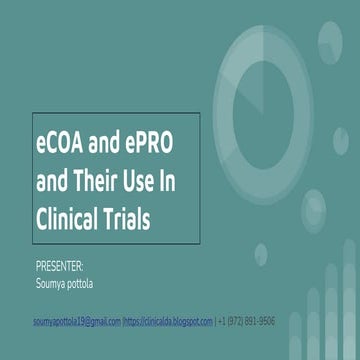 eCOA and ePRO and their use in Clinical trials | PPTX