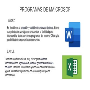 PROGRAMAS DE MICROSOF DONDE PUEDES ENCONTRAR VARIOS DATOS | PDF