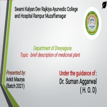 Description of medicinal plants bakuchi, brahti and chakramrd | PPT