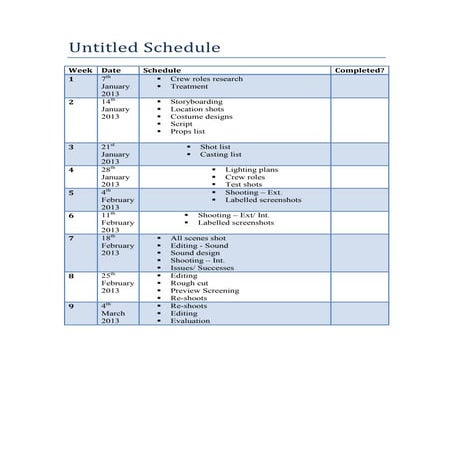 Untitled schedule | PDF