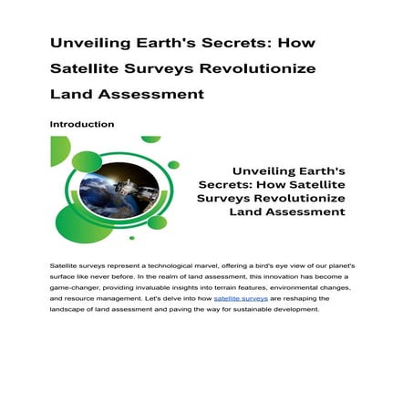 Unveiling Earth's Secrets: How Satellite Surveys Revolutionize Land ...