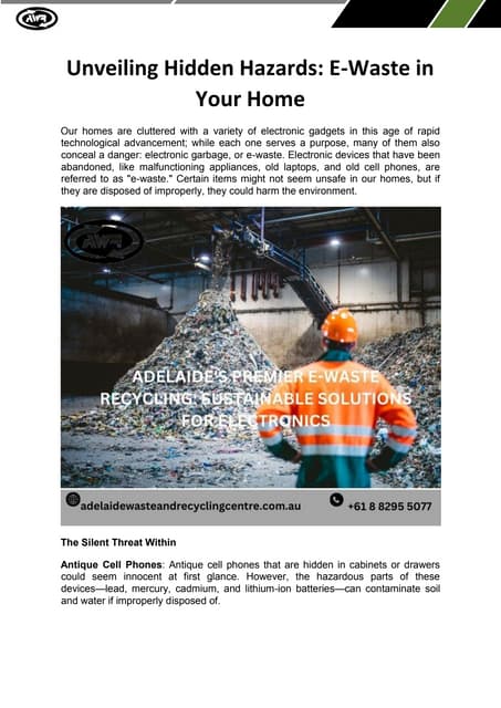 E waste.pdf description about e waste and how to dump it | PPT