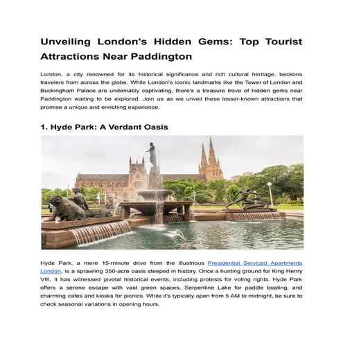 Unveiling London's Hidden Gems-Top Tourist Attractions Near Paddington ...