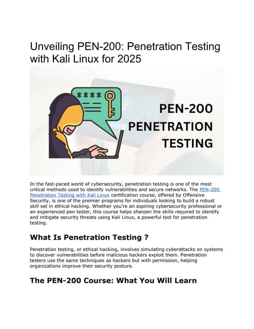 penetration test using Kali linux ppt | PDF