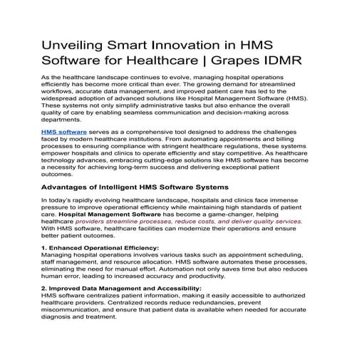 Unveiling Smart Innovation in HMS Software for Healthcare _ Grapes IDMR.pdf
