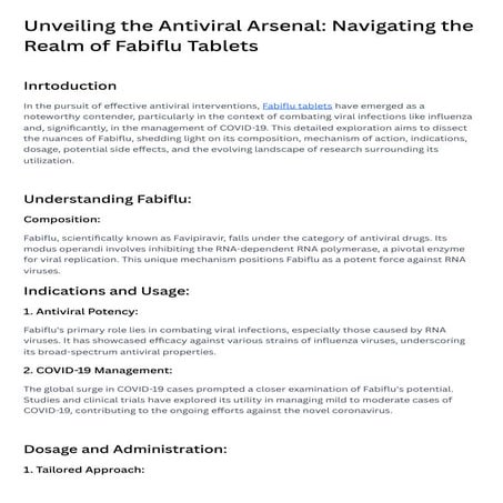 Unveiling the Antiviral Arsenal Navigating the Realm of Fabiflu Tablets ...