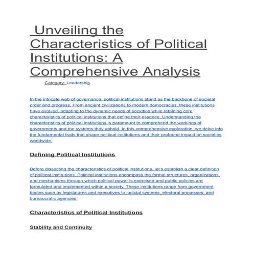 Unveiling the Characteristics of Political Institutions_ A ...