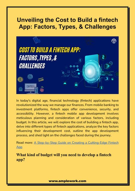 A Guide to Fintech App Development pptx and | PPT