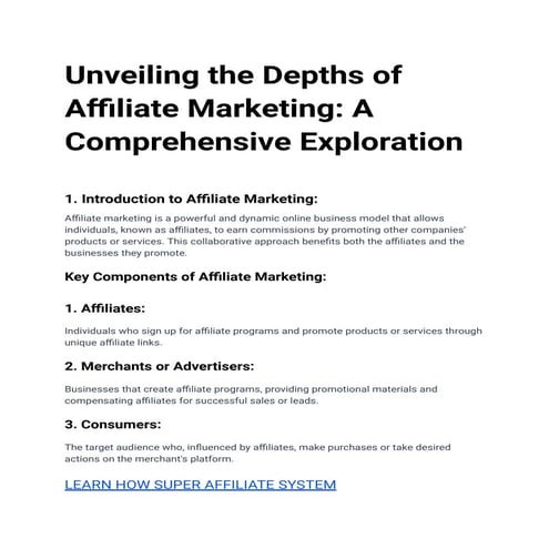 Unveiling the Depths of Affiliate Marketing_ A Comprehensive ...