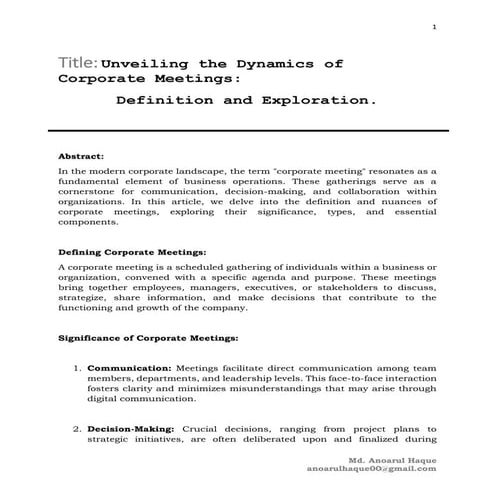 Unveiling the Dynamics of Corporate Meetings Definition and Exploration ...