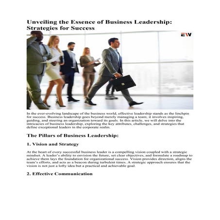 Business Leadership Strategies for Success | Enterprise Wired | PDF