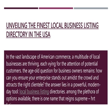 UNVEILING THE FINEST LOCAL BUSINESS LISTING DIRECTORY IN THE USA | PPTX