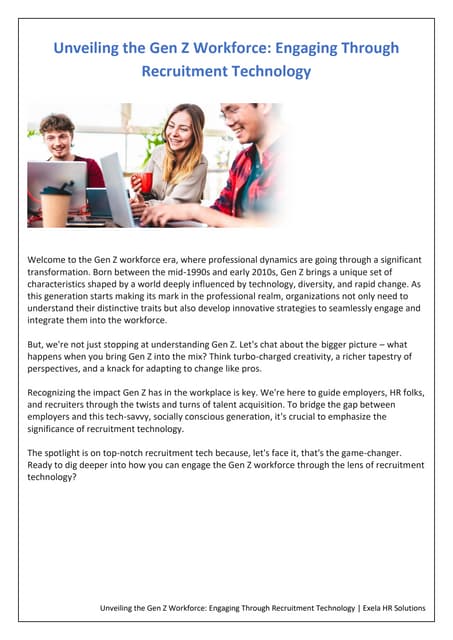 How to change your recruitment to attract the next generation Gen Z talent.pdf | Human Resources ...