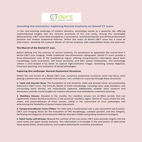 Unveiling the Intricacies Exploring Normal Anatomy on Dental CT scans ...