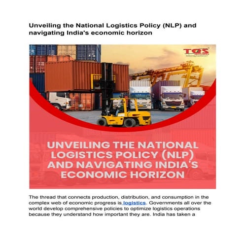 Unveiling the National Logistics Policy (NLP) and navigating India's ...