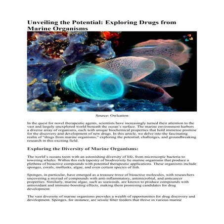 Unveiling the Ocean's Pharmacy: A Deep Dive into Drugs from Marine ...