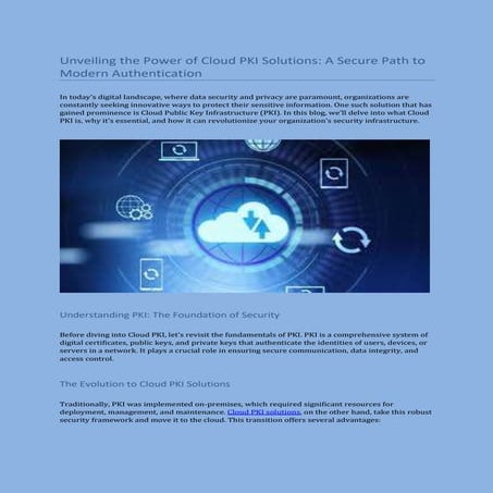 Unveiling The Power Of Cloud Pki Solutions A Secure Path To Modern