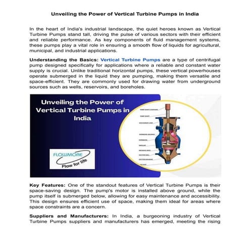 Unveiling the Power of Vertical Turbine Pumps in India | PDF