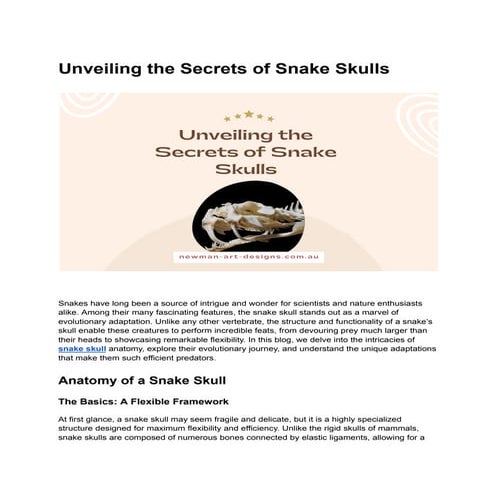 Unveiling the Secrets of Snake Skulls.pdf | Reptiles | Pets