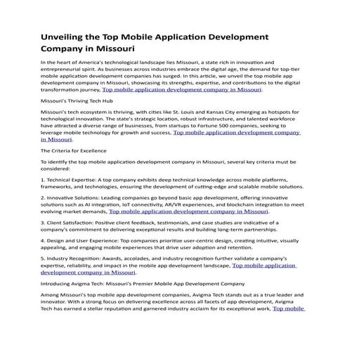 Unveiling the Top Mobile Application Development Company in Missouri.pdf