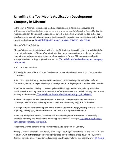 Unveiling The Top Mobile Application Development Company In Missouripdf