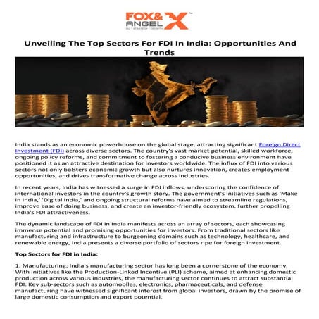 Understanding FDI in India: Opportunities and Impact | PPTX