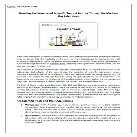 Unveiling the Wonders of Scientific Tools - A Journey Through the ...