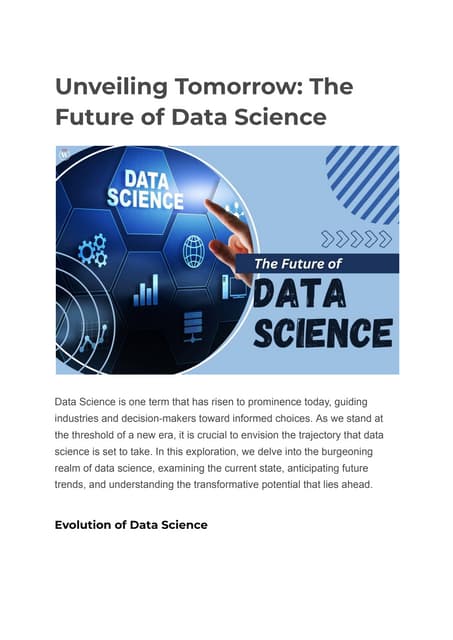 Future of Data Science: AI, Insights, Innovations | PDF | Technology Industry | Industries