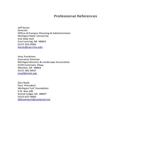Professional References | DOC