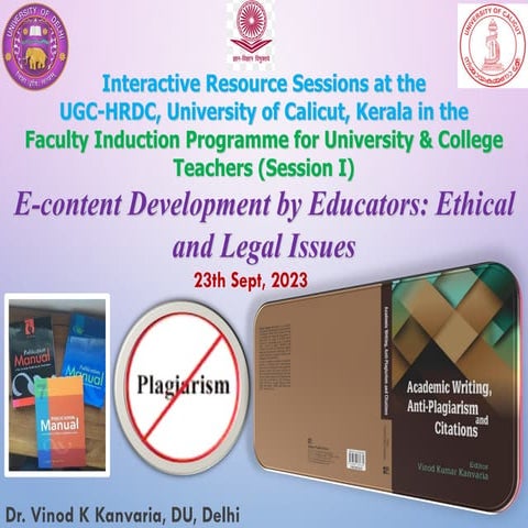 FIP Session 1, UGC HRDC, University of Calicut 23 Sept 2023 | PDF