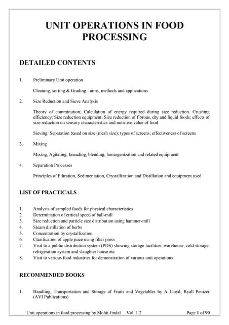Unit operations in food processing | PPT