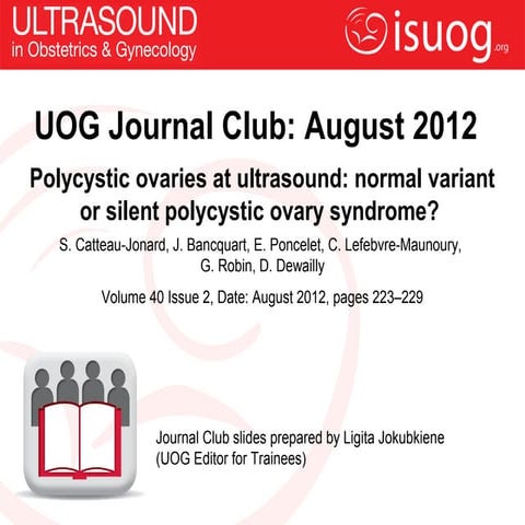 UOG Journal Club: Polycystic ovaries at ultrasound: normal variant or ...